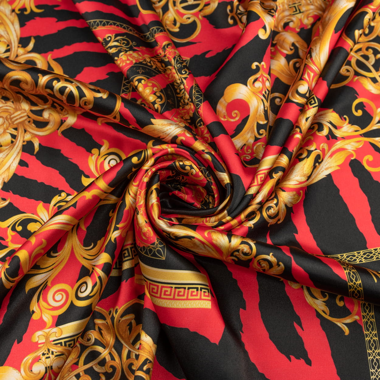 Tkanina Satyna lycra wzór włoski zebra kolor czerwony - Textilhouse