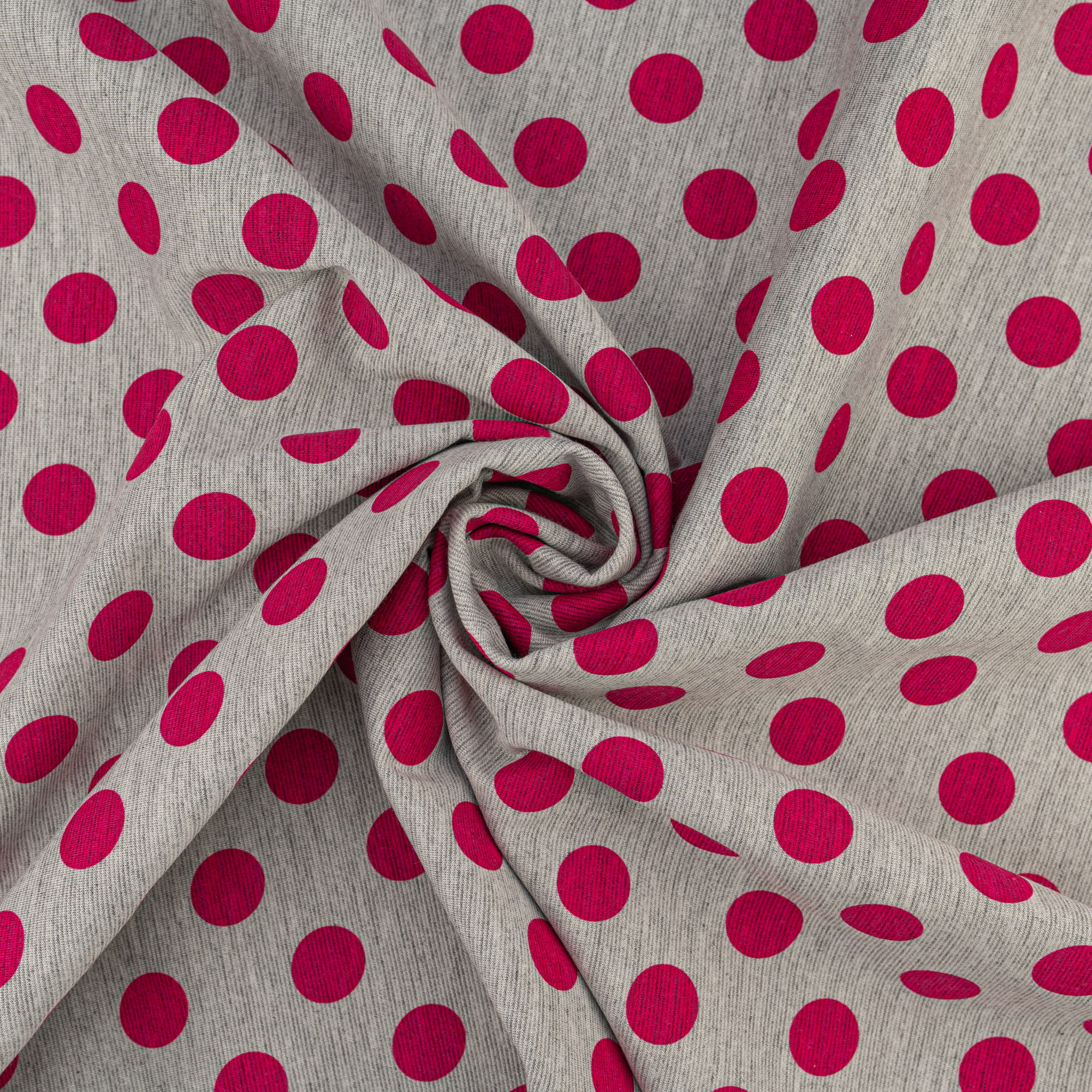 Dzianina Punto wzór duże grochy kolor amarantowy - Textilhouse