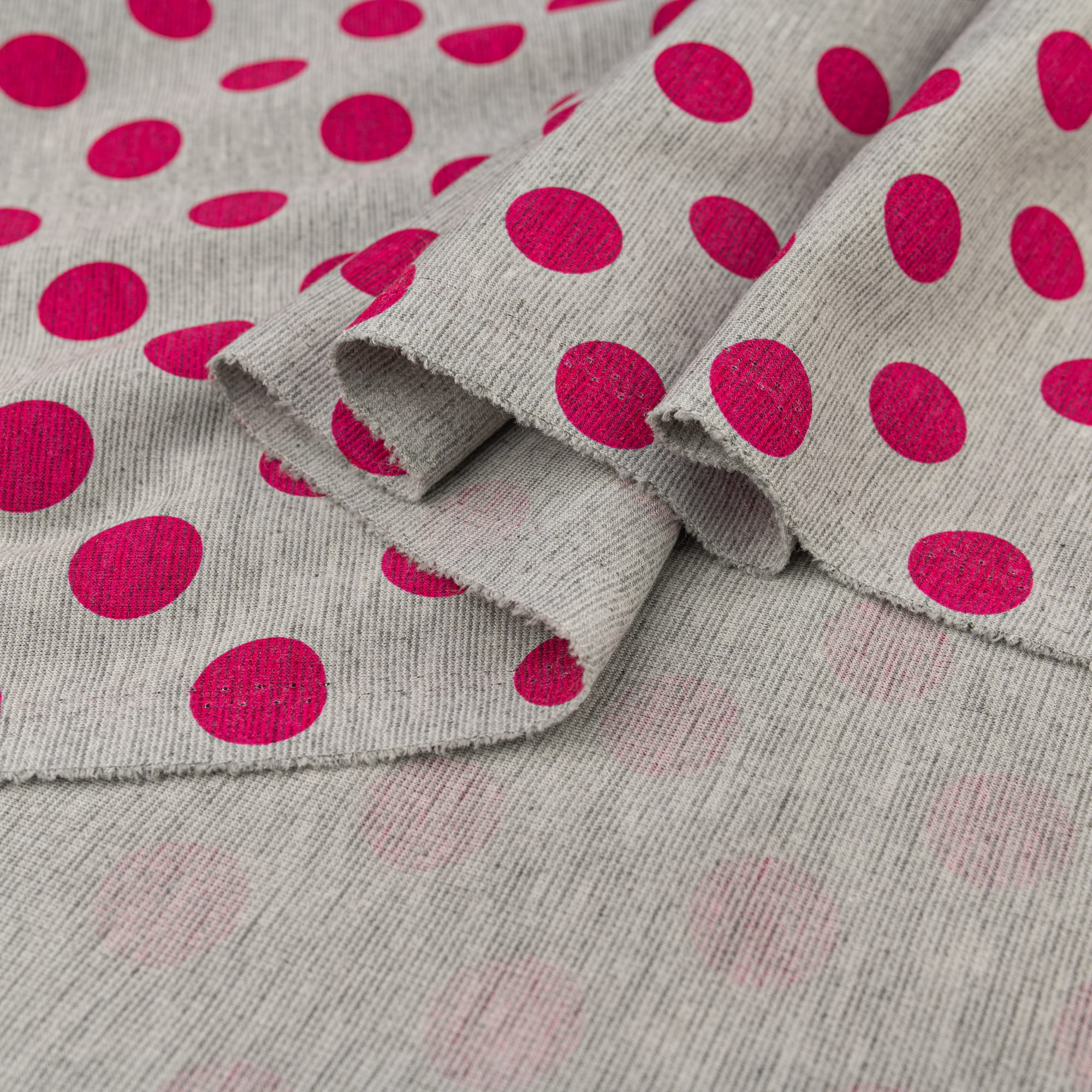 Dzianina Punto wzór duże grochy kolor amarantowy - Textilhouse