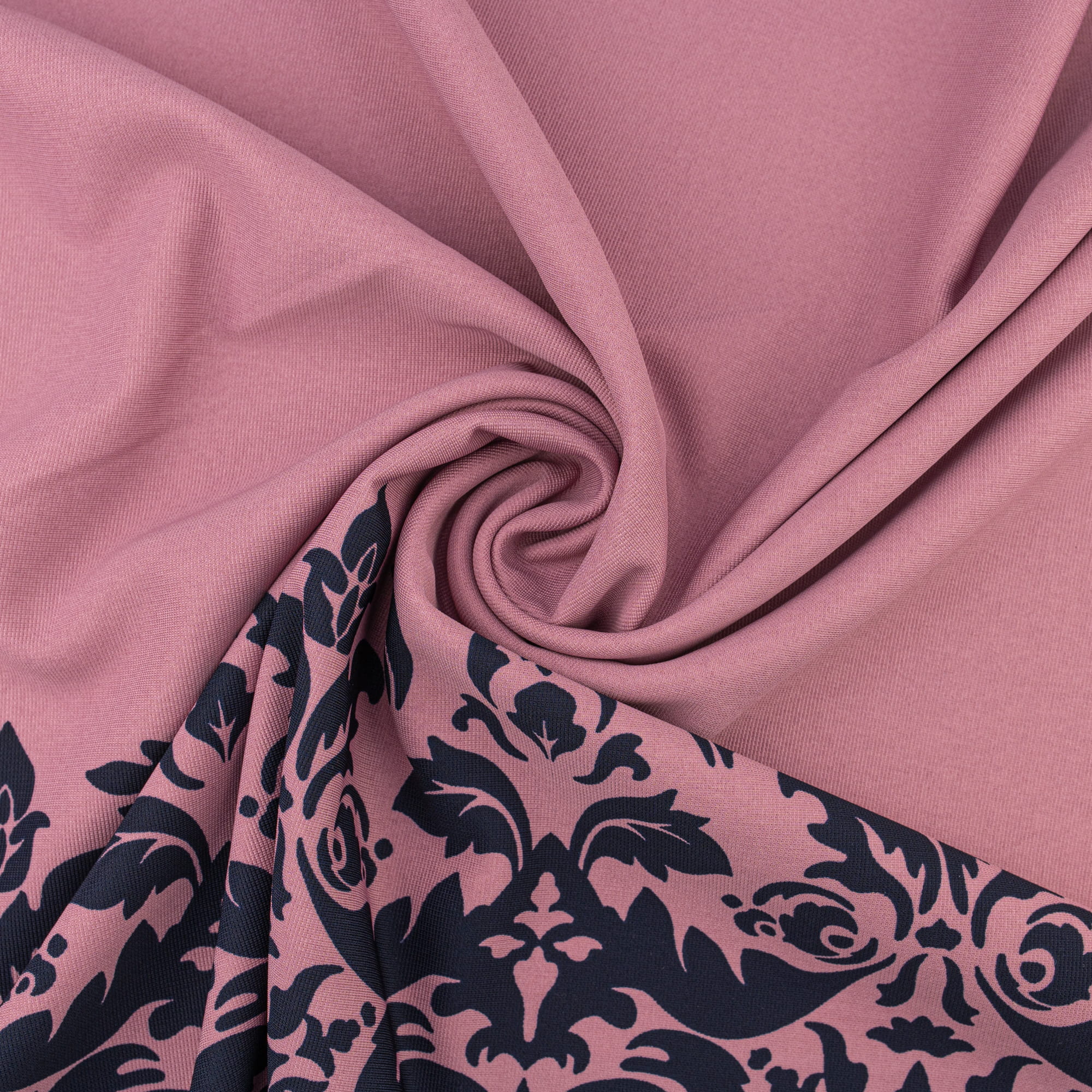 Dzianina Punto wzór border kolor eozynowy różowy - Textilhouse