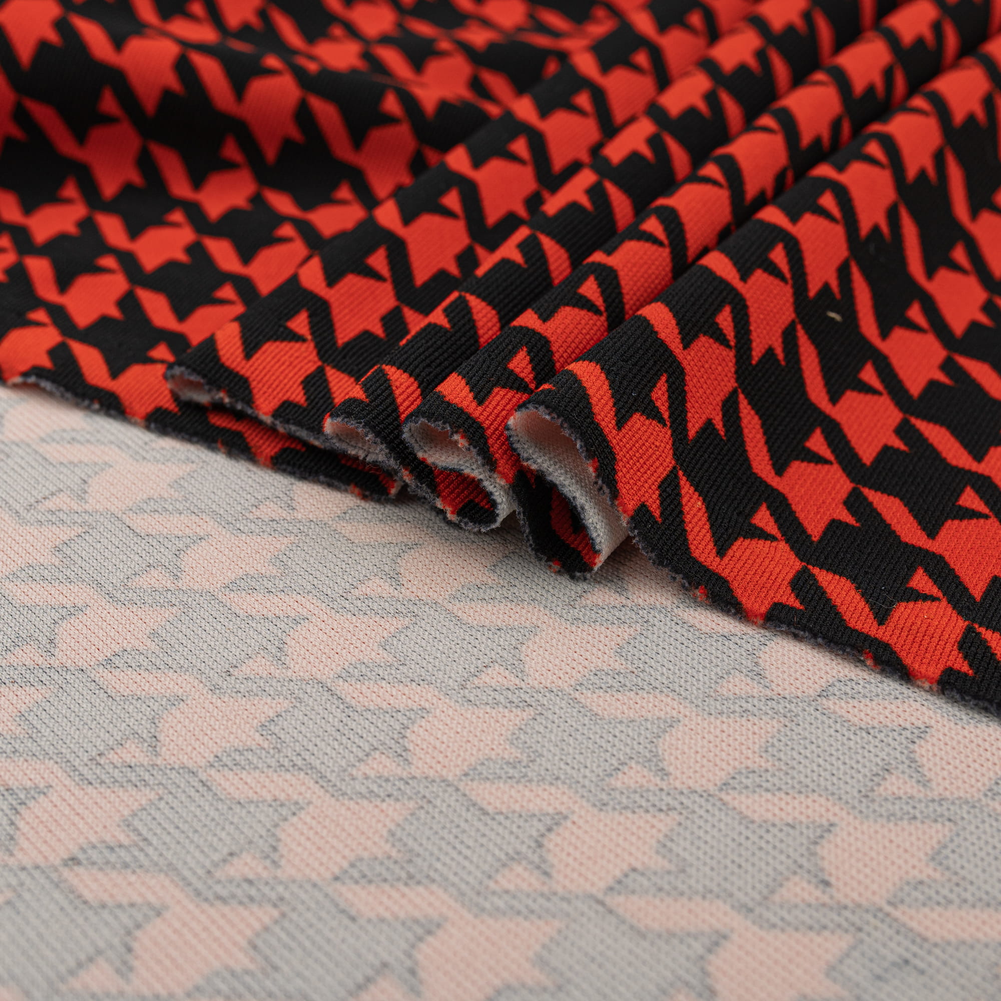 Dzianina Punto wzór pepitka kolor pomarańczowy - Textilhouse